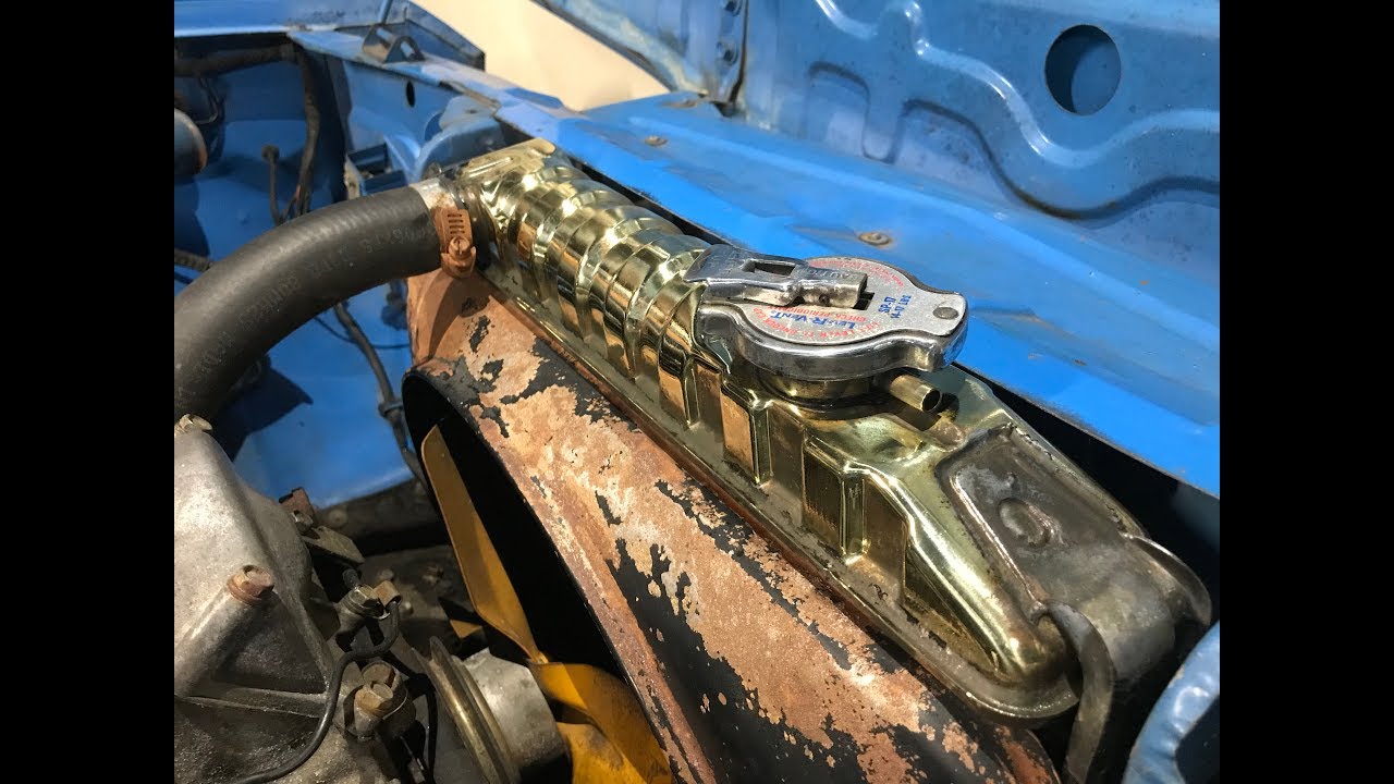 Polishing brass radiator tops - YouTube