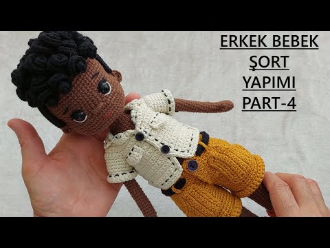 Siyahi  ERKEK Bebek ŞORT yapımı PART 4 (English subtitle) (crochet amigurumi doll tutorial)