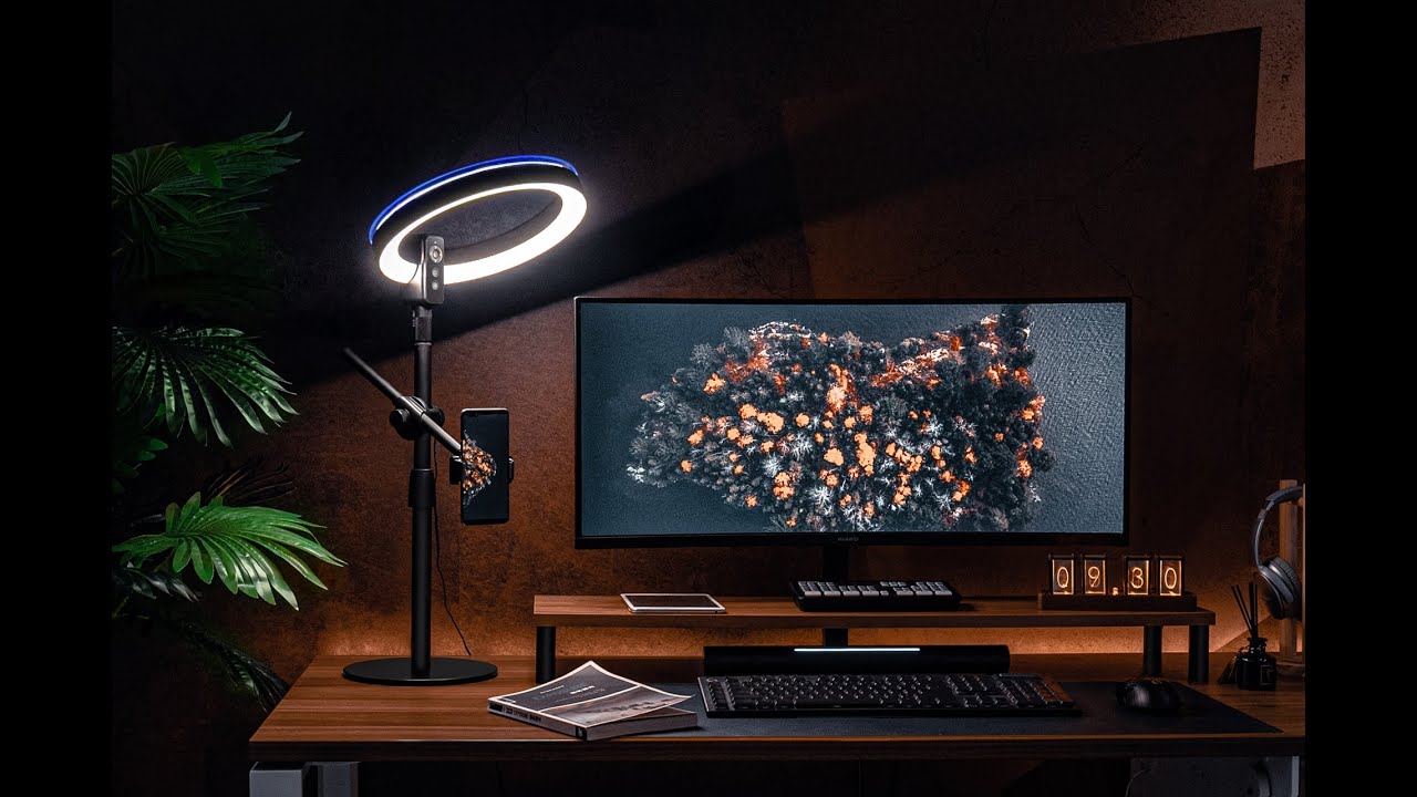 UPERGO Overhead Live Stand with 12" Ring Light, Adjustable Height&Angle ...