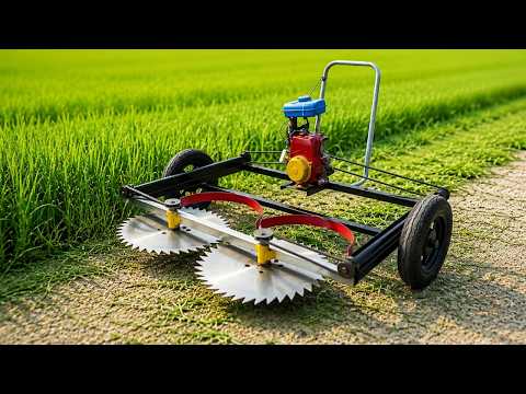 HERKES ŞAŞKIN! 2 BIÇAKLI SÜPER UYGUN MALİYETLİ BİR DIY ÇİM BİÇME MAKİNESİ YAPTIM | DAHA HIZLI, DAHA