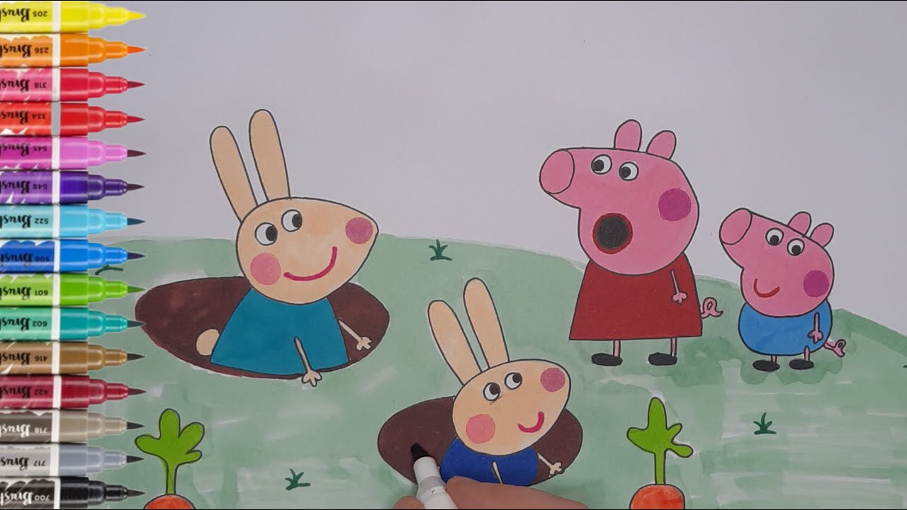 Drawing and Coloring Peppa Pig Meets Rebecca Rabbit 🐷🐰| Drawing Easy ...