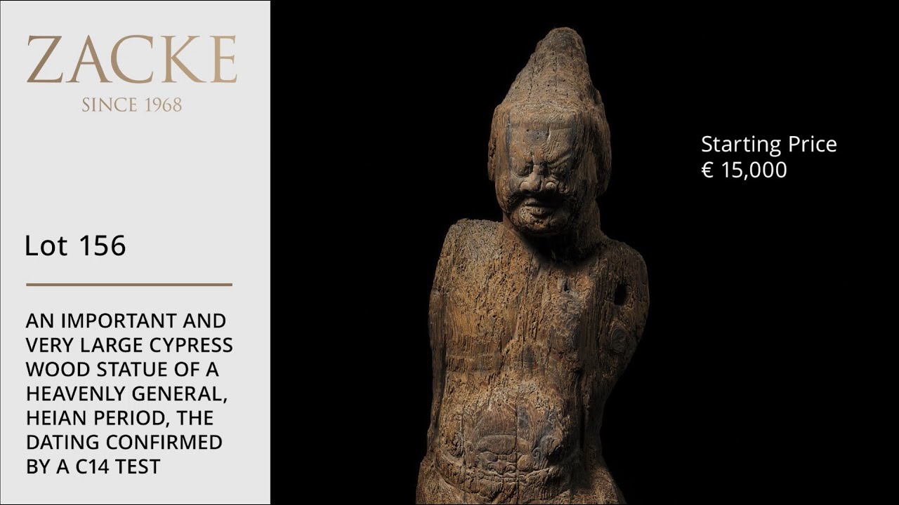 Lot 156: AN IMPORTANT CYPRESS WOOD STATUE OF A HEAVENLY GENERAL, THE ...