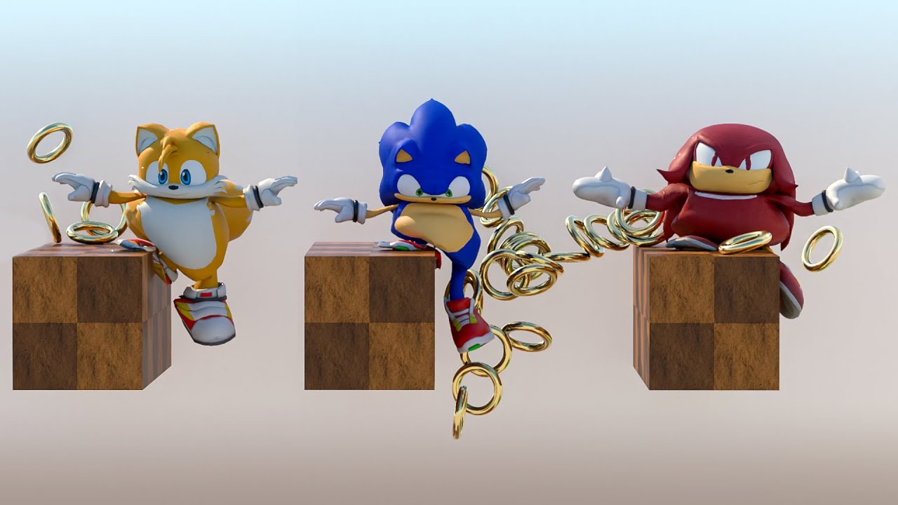 Sonic XL Vs knuckles Xl & Tails XL - Jelly race - YouTube