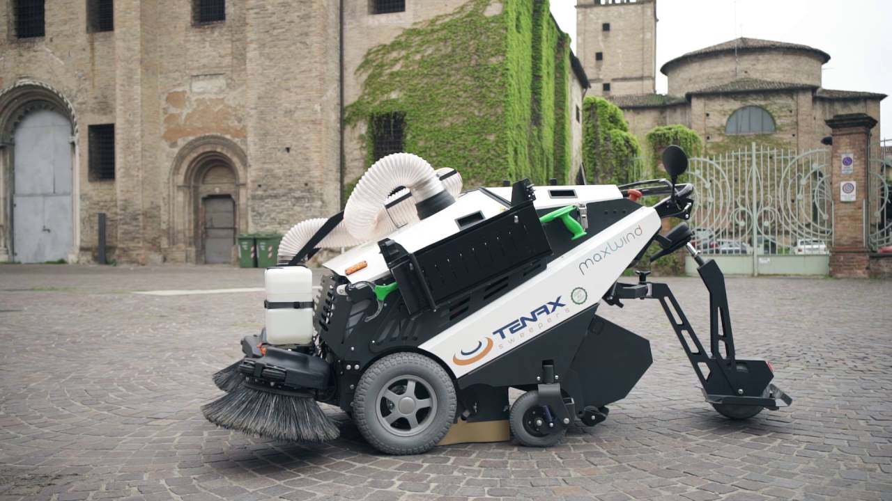 Tenax MaxWind - Sidewalk sweeper - YouTube