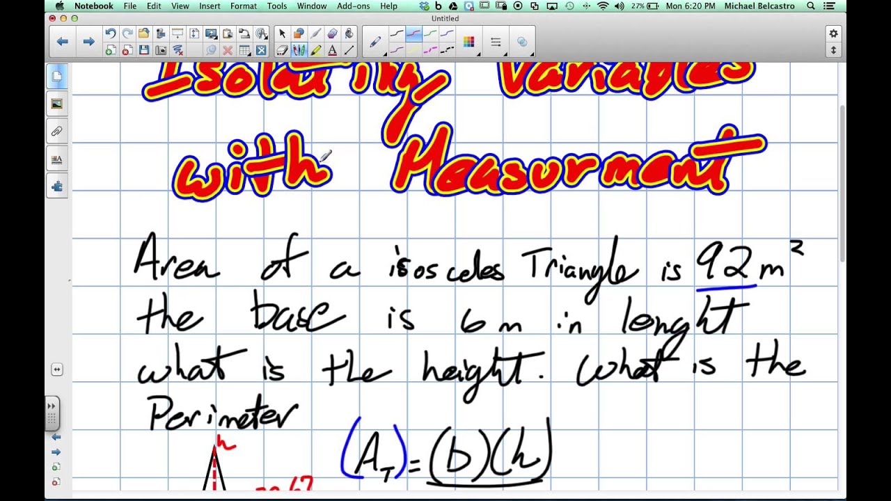 Isolating Variables with measurment Grade 9 Academic Lesson 4 4 3 24 14 ...