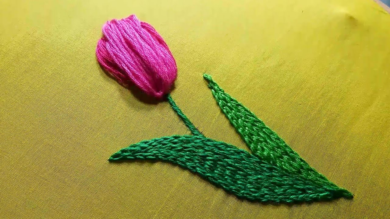 Tulip Flower Hand Embroidery | 3D Hand Embroidery for Beginners - YouTube
