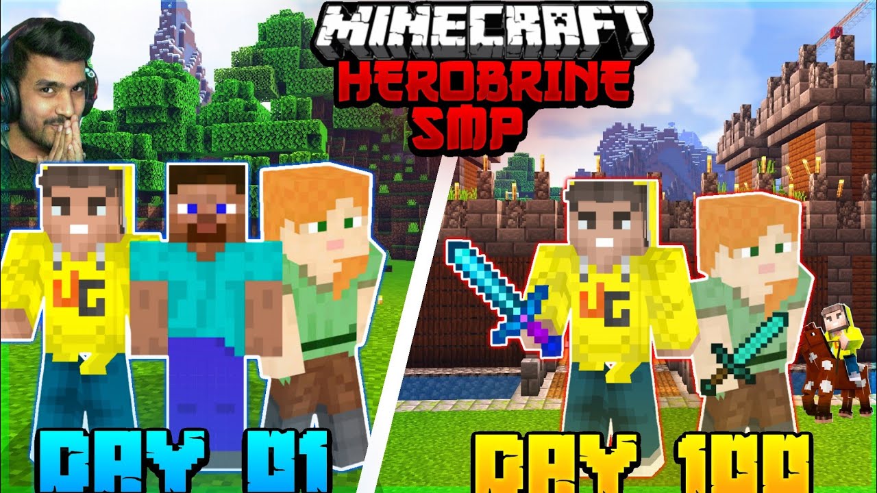 I survived 100 days in minecraft herobrine smp || 100 days in herobrine ...