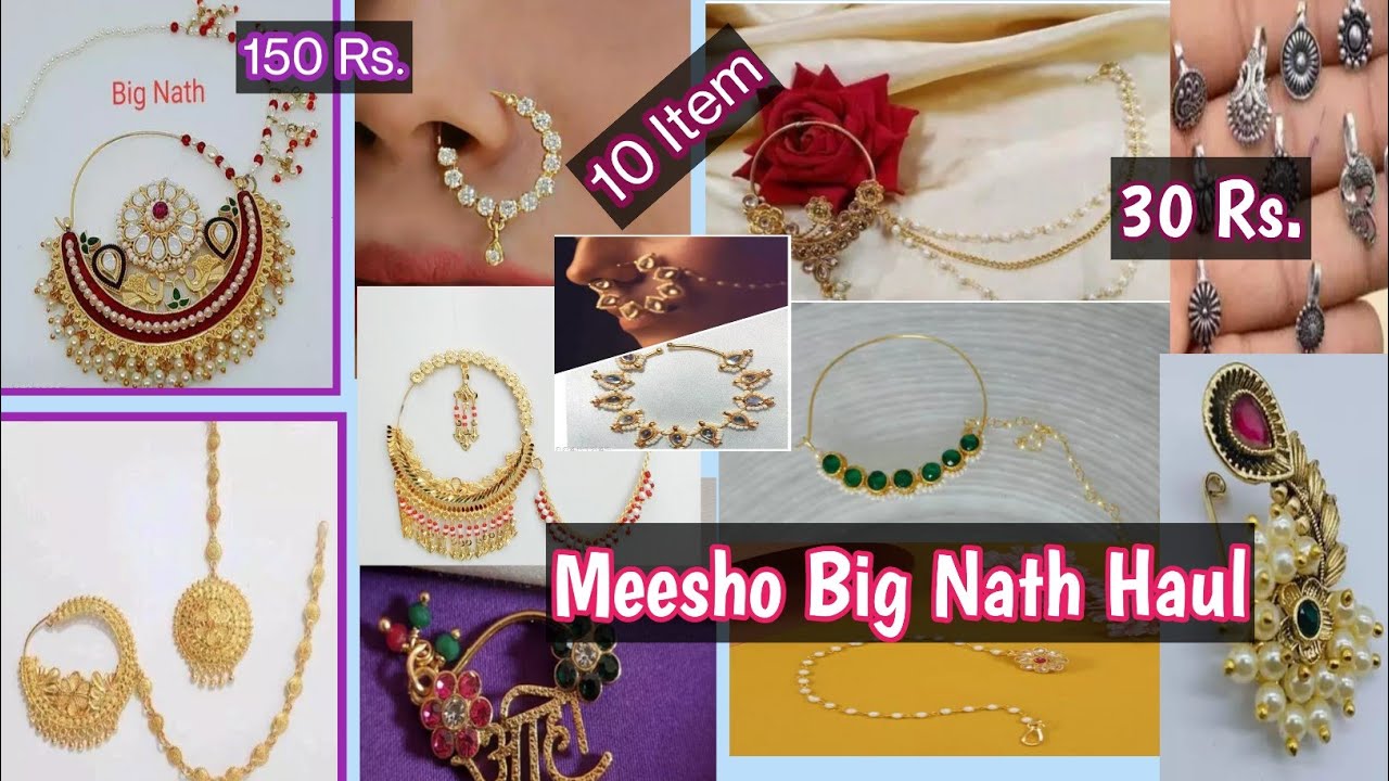 Meesho Big Nath Haul Video | Big Nose Ring Meesho | Starting 30 Rs ...