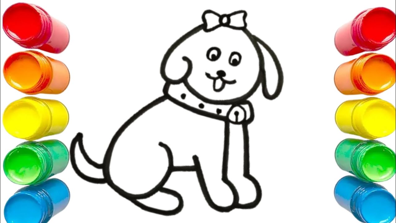 "How to draw cute dog step by step" with using 6 number - YouTube
