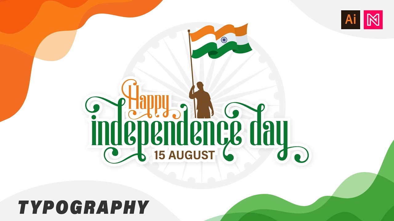 Happy independence day typography in Illustrator CC | 15 August ...
