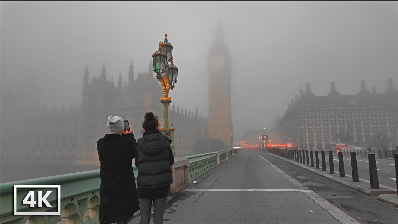 London’s Landmarks in the Fog | Misty Morning Walk from Waterloo to ...
