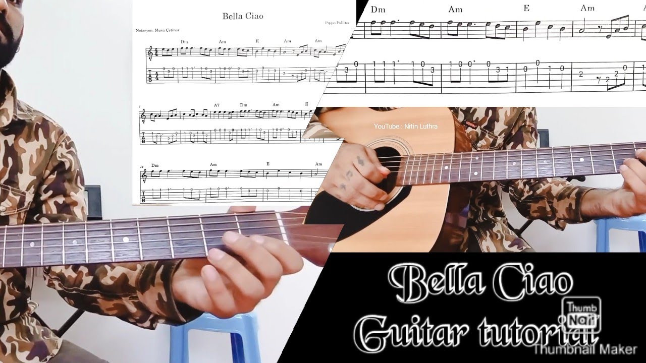 Bella Ciao Guitar Tutorial for beginners with Notations and Tabs ...