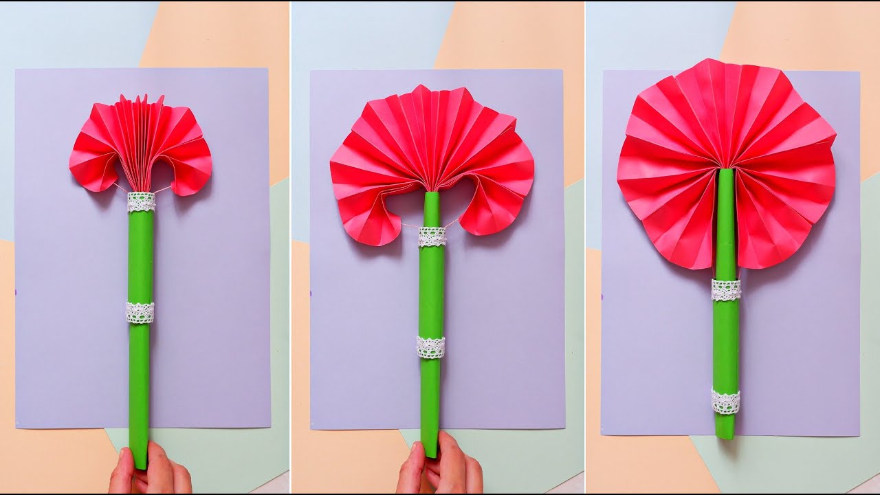 How to make a flower paper fan | Paper craft ideas | DIY Paper Magic ...