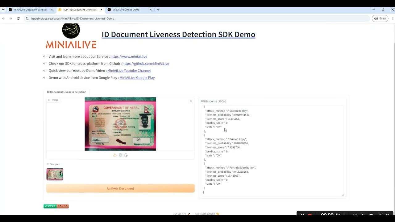 ID document liveness detection online demo - YouTube