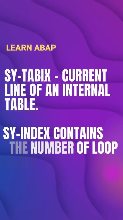 What is sy-index and sy-tabix in SAP ABAP? #abap #sapabap #abapinterviewquestions - YouTube
