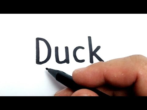 KEREN, Cara menggambar kata DUCK  menjadi gambar bebek dengan mudah