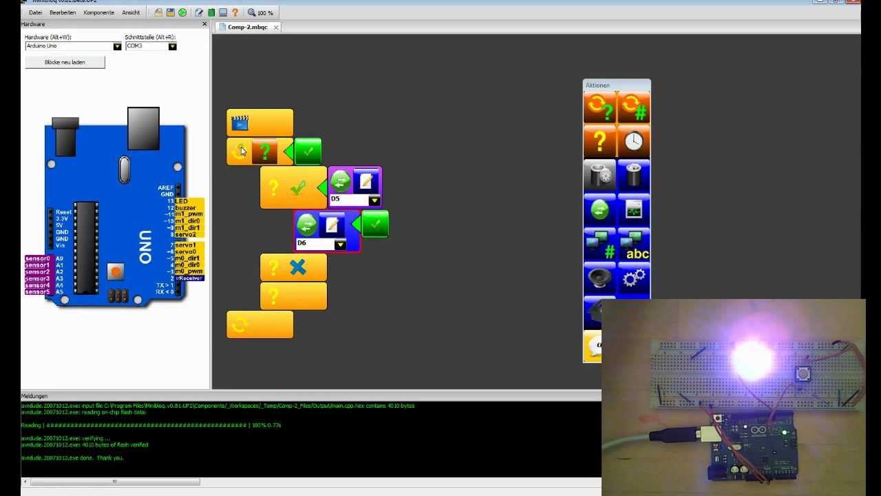minibloq tutorial 1, arduino grafisch programmieren Einführung - YouTube
