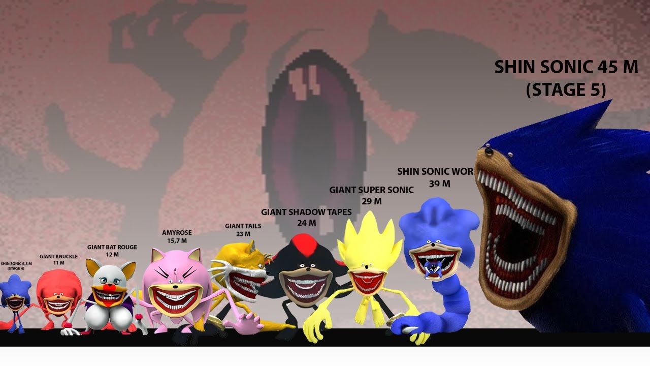 SHIN SONIC TAPES ALL CHARACTERS SIZE COMPARISON - REMASTERED - YouTube