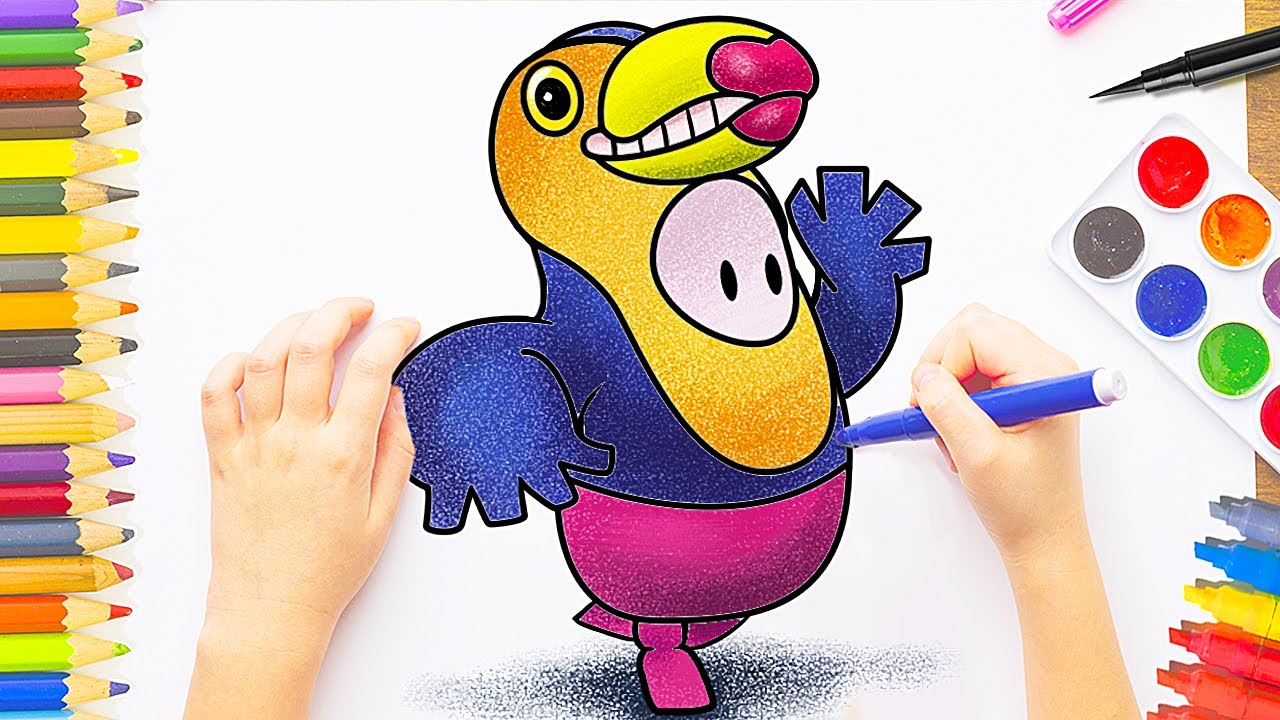 COMO DIBUJAR LA SKIN TUCAN DE FALL GUYS - paso a paso - YouTube