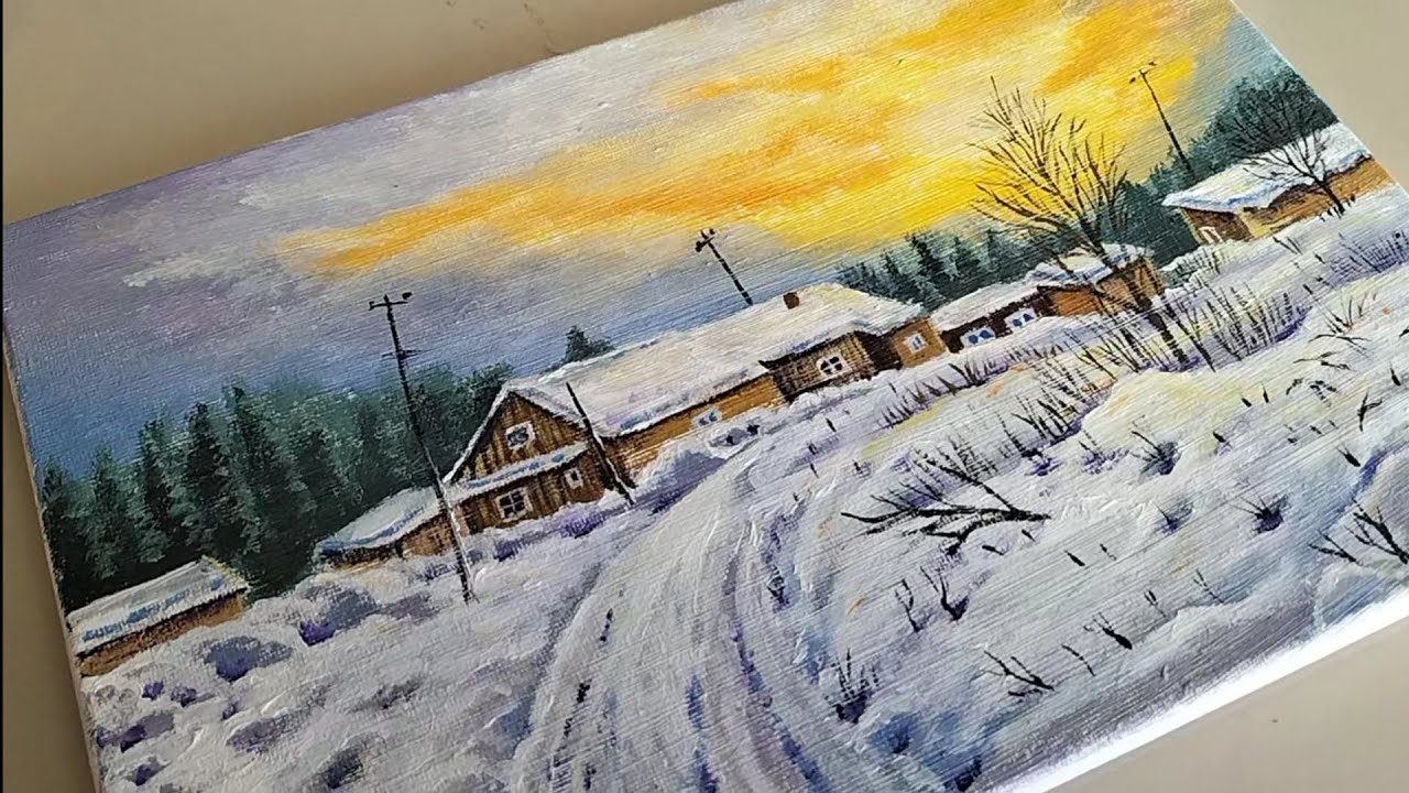 Winter Painting for Beginners/Painting a Snowy Winter Landscapes/How to ...