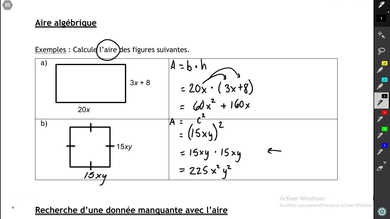 Aire algébrique et mesure manquante avec l'aire - YouTube