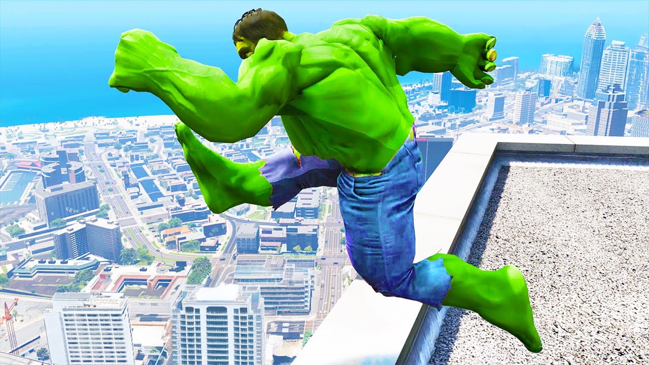 HULK CRAZY JUMPS/FALLS (GTA 5 Hulk Fails) - YouTube