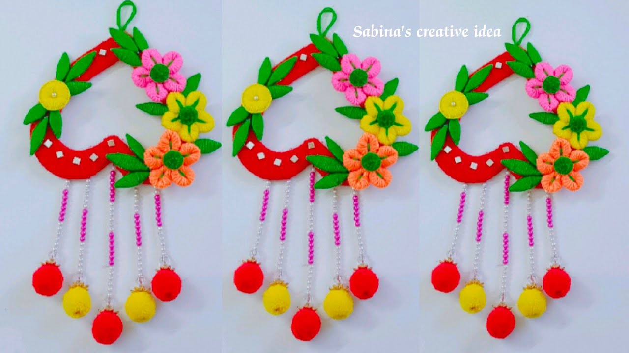 Diy Woolen Flower Wall Hanging Craft Ideas/ Easy Woolen Craft/ Thread ...