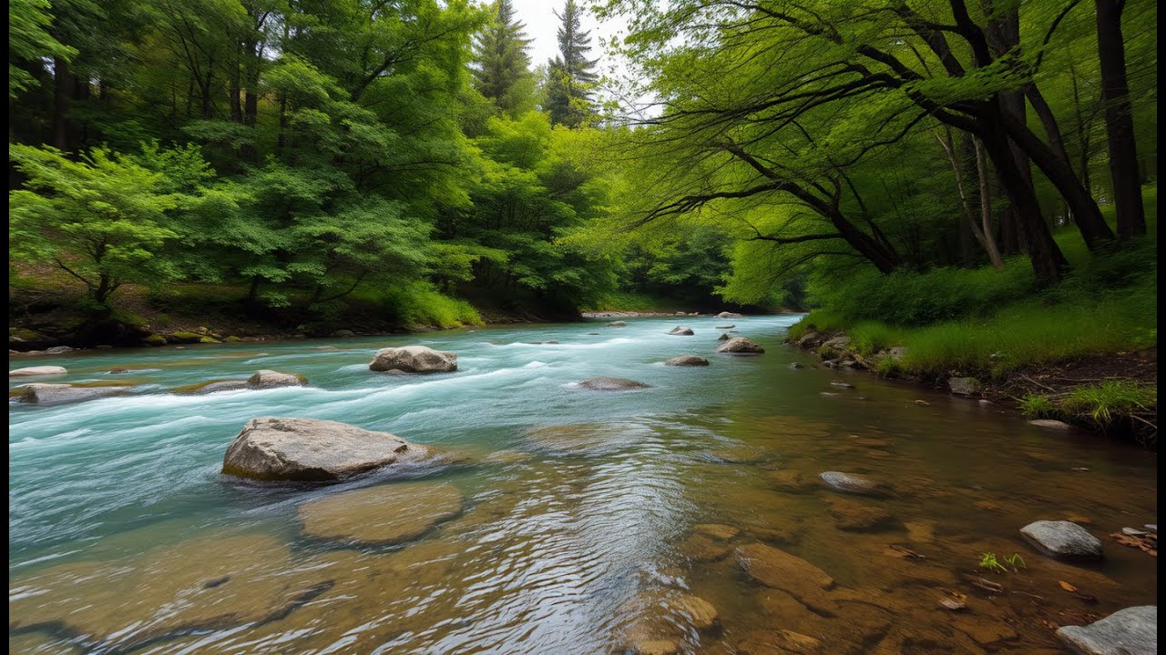 Soft Flowing Stream with Clear Blue Water - Nature Sounds for Inner ...