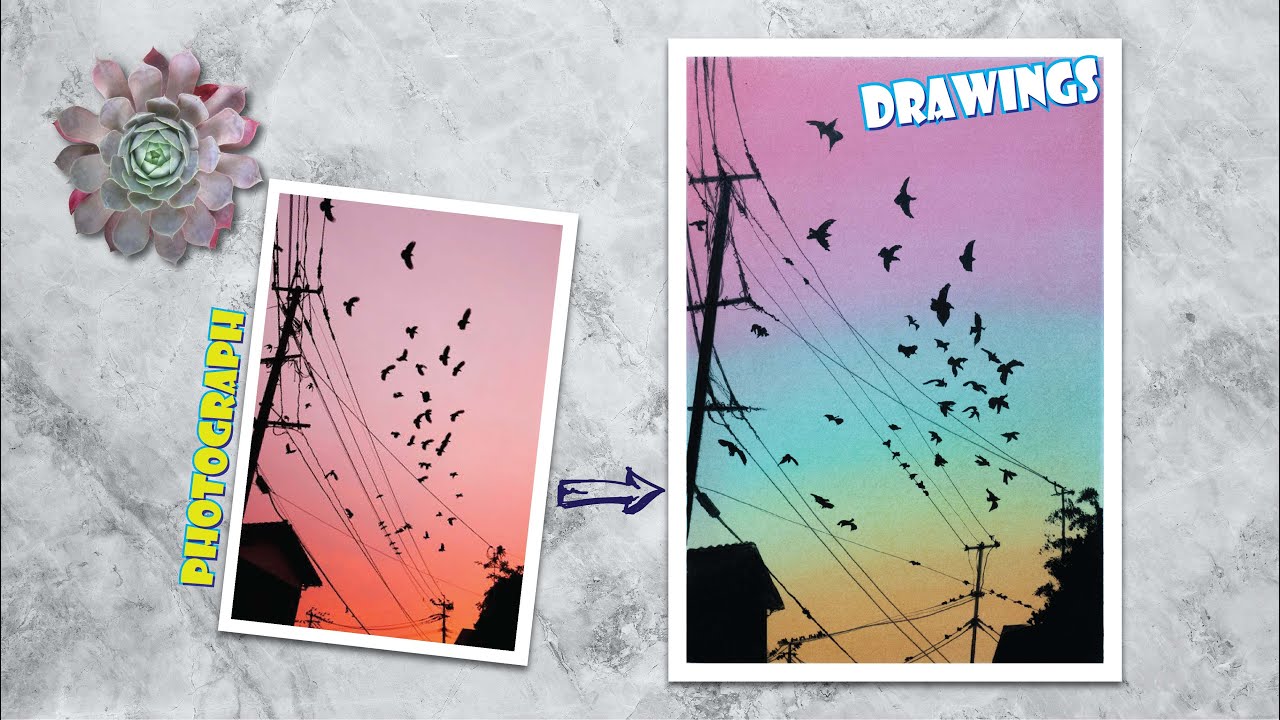 Power lines at sunset painting #2 - YouTube