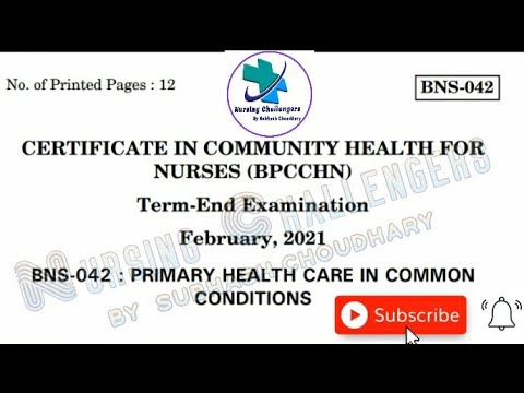 PRIMARY HEALTH CARE IN COMMON CONDITIONS || BPCCHN Paper Answer Key || BNS-042 || #BPCCHN_Paper ...