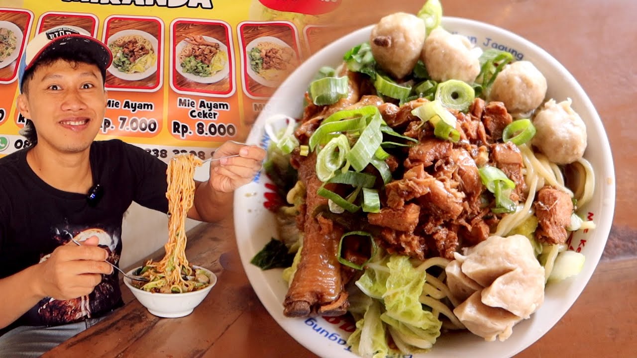 MIE AYAM BAKSO CEKER HANYA 10000 PORSI JUMBO SEMANGKOK FULL!! - YouTube