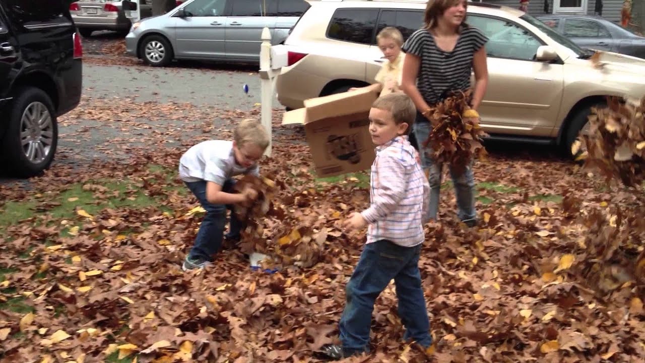 Kids Playing with Leaves - YouTube