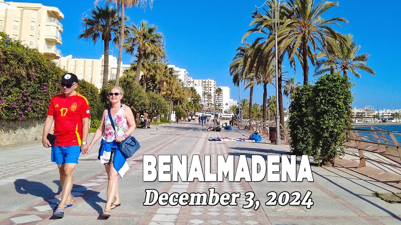 Benalmadena December 3, 2024 Beach Promenade Walk Costa del Sol Spain ...