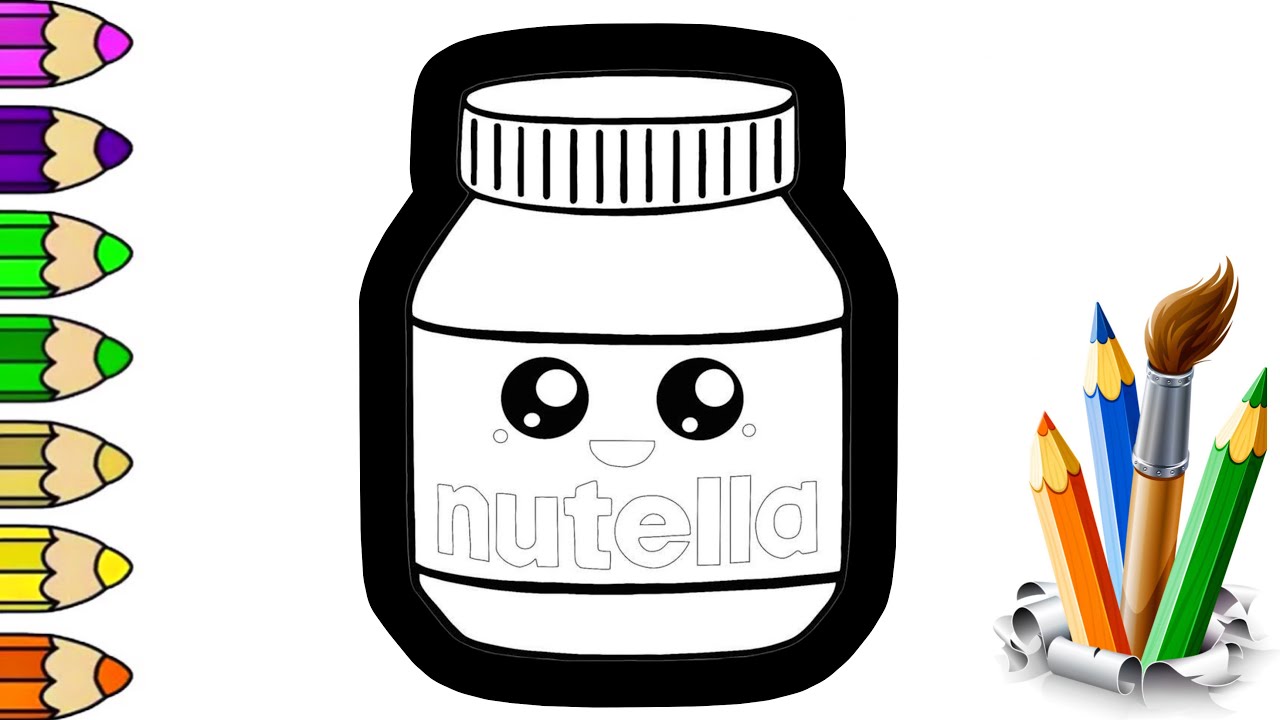 Easy drawing of nutella for kids, desenho fácil de nutella para ...