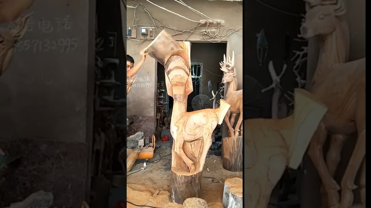 Sika deer Wood crafts making process - YouTube