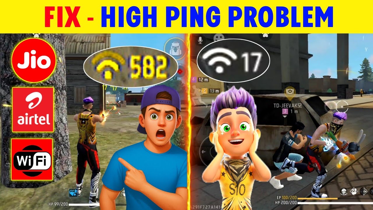 High ping problem in Free Fire 🔥 Fix Jio Sim Ping Problem | Airtel Sim ...