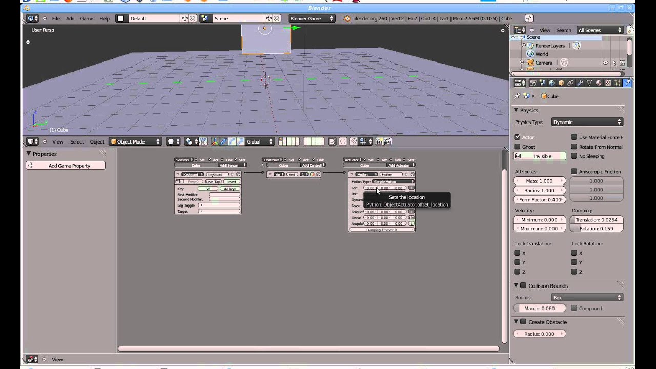 BGE tutorial #1 - basic shape movement - YouTube