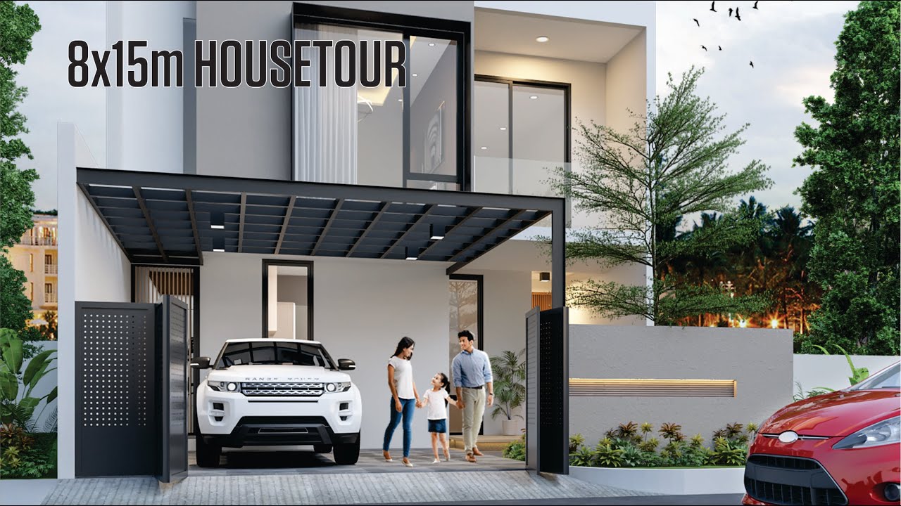 desain rumah 8x15m minimalis modern terbaru - YouTube