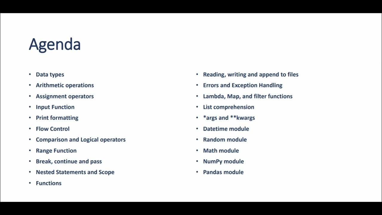 Python for Data Science Course Agenda - YouTube