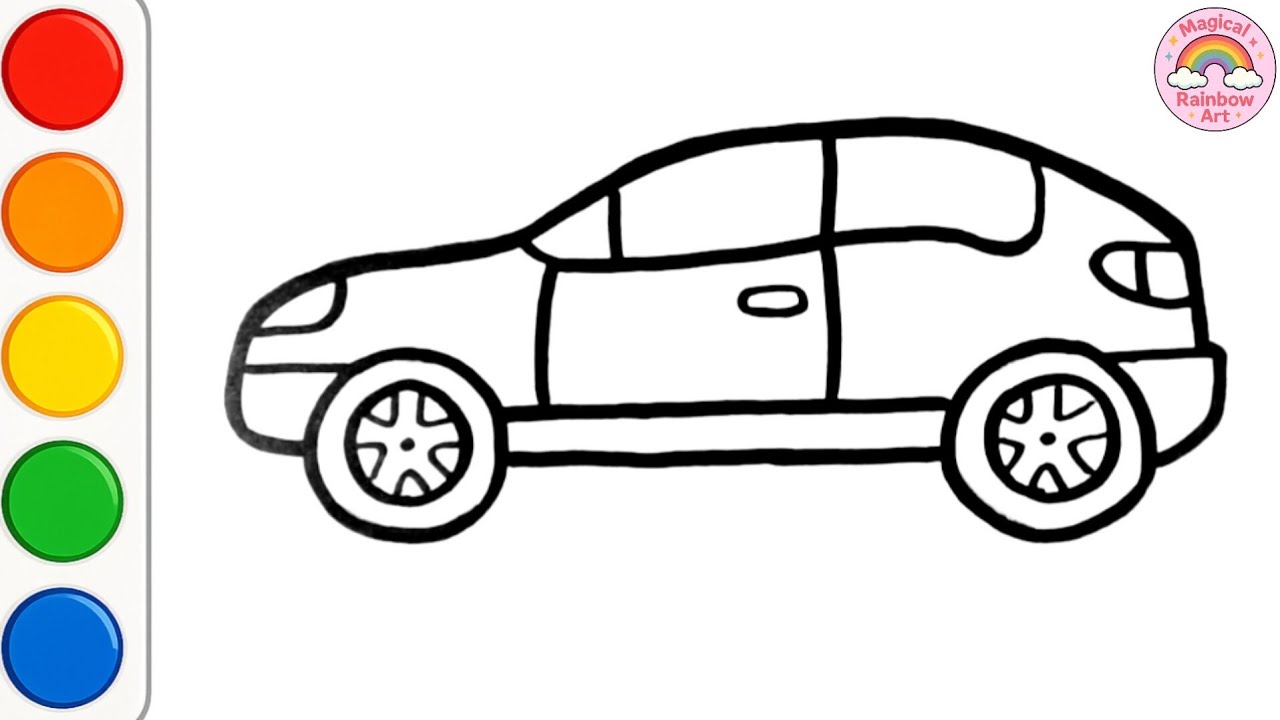 How to draw Electric Car for kids | Easy Vehicle Drawing, Coloring ...