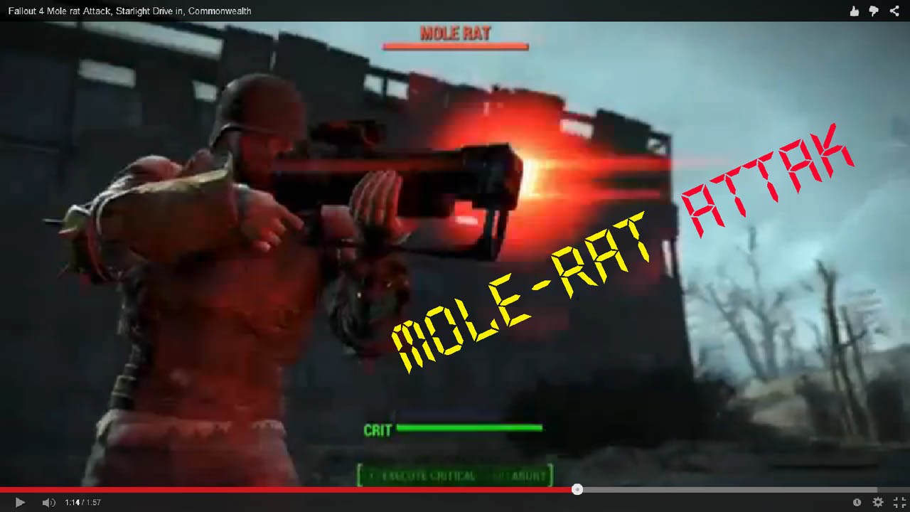Fallout 4 Mole rat Attack, Starlight Drive in, Commonwealth - YouTube