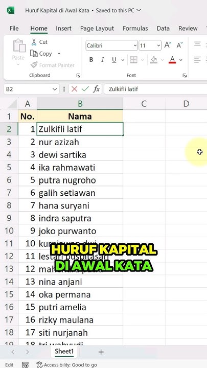 HURUF KAPITAL DI AWAL KATA‼️ #microsoftexcel #belajarexcel #exceltips #excelhacks #tutorialexcel ...