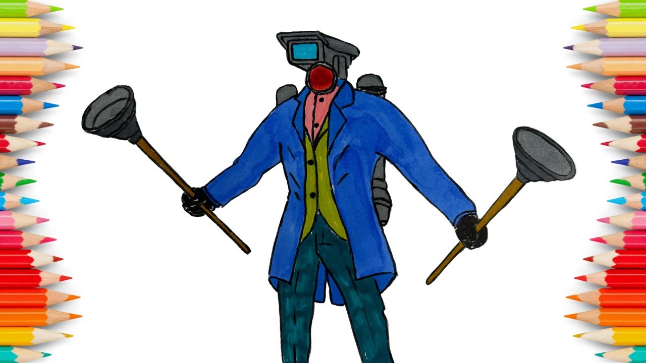 How to draw a CAMERAMAN with a plunger in his hands. - YouTube