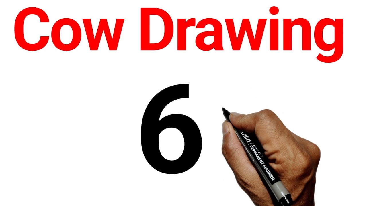 How to Draw a Cow Easy l Cow Drawing From 6 Number l Number Drawing l # ...