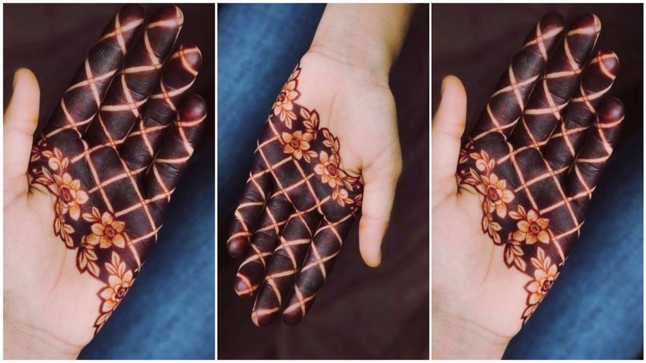 Beautiful Grid Floral Mehndi Design|New Mehndi Design|Easy Mehndi ...
