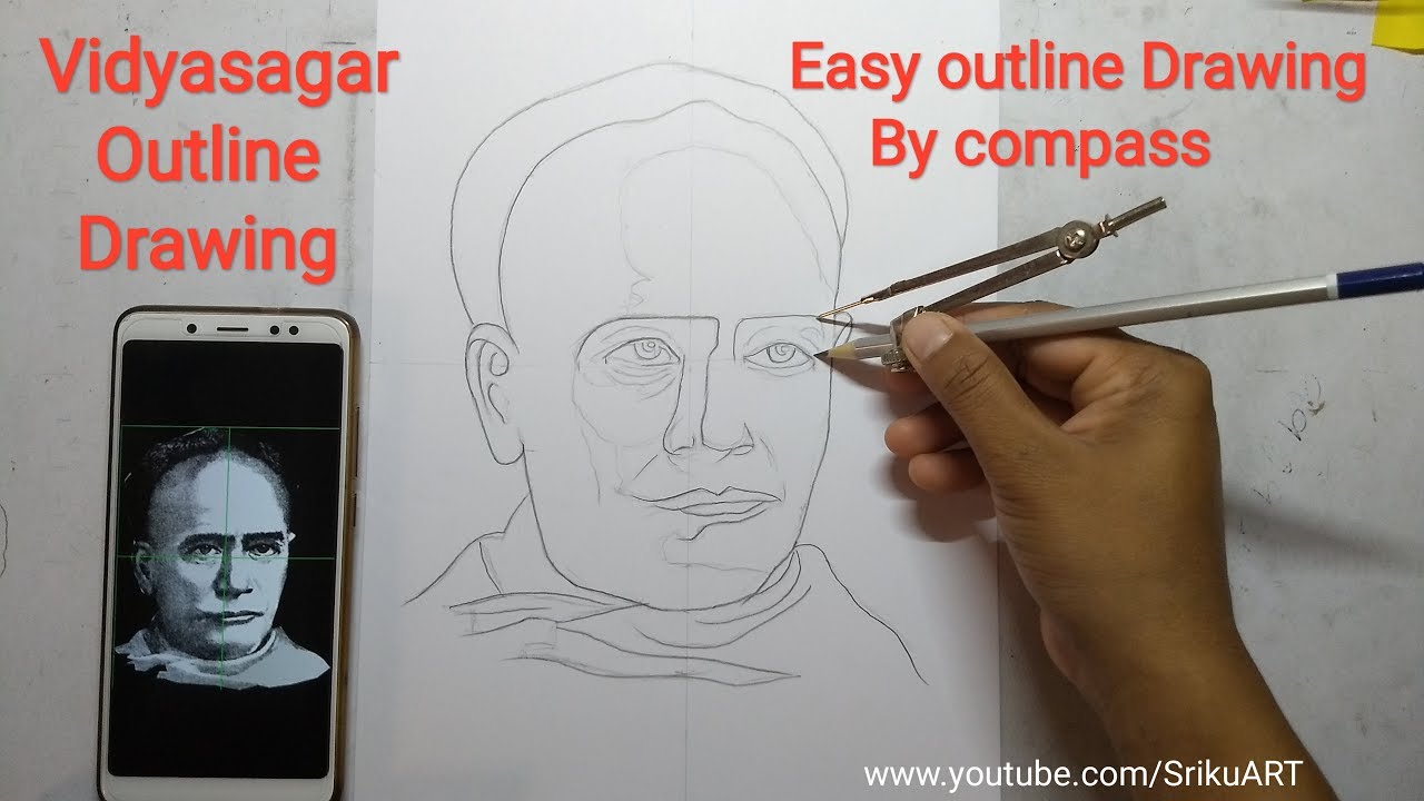 Vidyasagar Outline Drawing Easy | Ishwar Chandra Vidyasagar Drawing ...