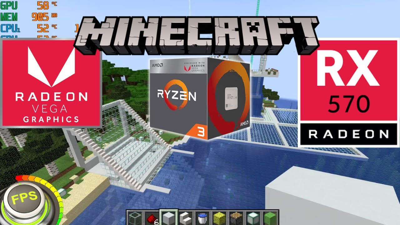 MİNECRAFT AMD Ryzen 3 2200G RX 570 & 16GB RAM Fps Test - YouTube