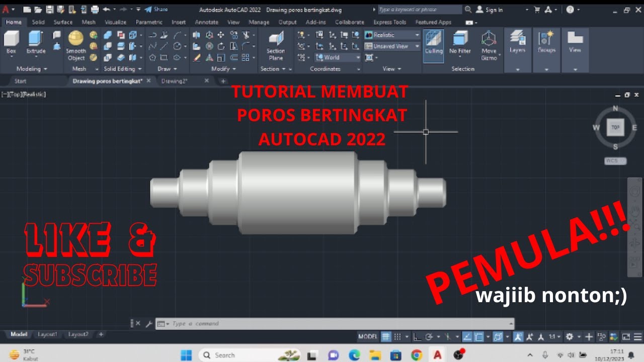 TUTORIAL MENGGAMBAR POROS BERTINGKAT ( AUTOCAD ) PEMULA WAJIB NONTON ...