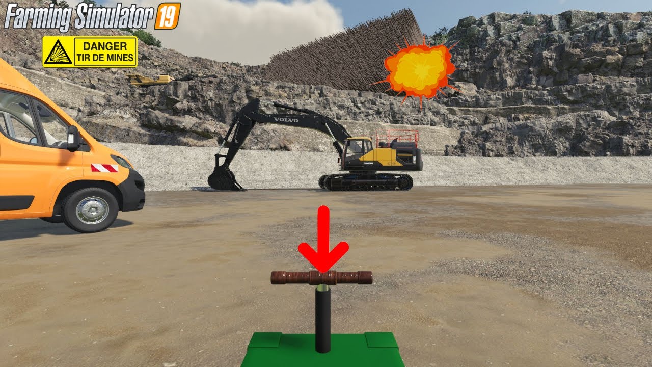 TIR DE MINE Carrière Blasting Explosion | Farming Simulator 19 - YouTube