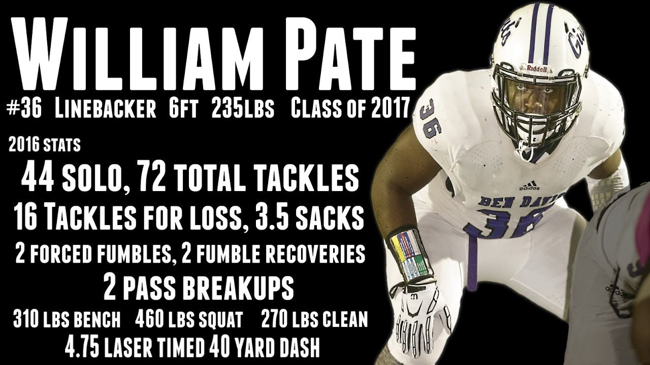 Will Pate Senior Highlights, Class of 2017 - YouTube
